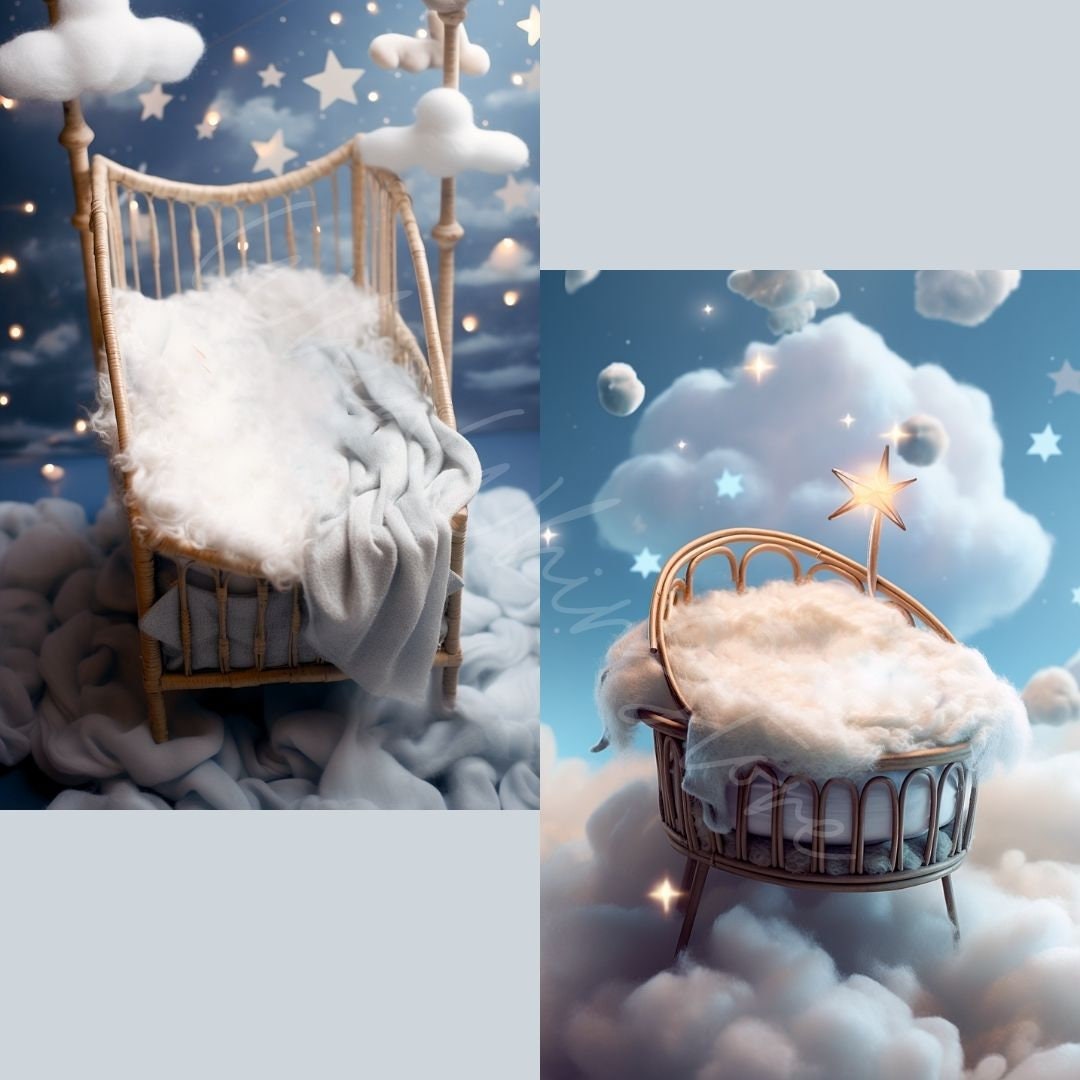 Baby Digital Backdrops in Blue for Newborn Babies - 10 PNG Images ...