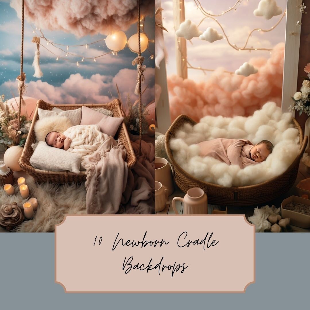 Newborn Baby - 10 PNG Digital Backdrops - Nursery Photoshop Scenes ...
