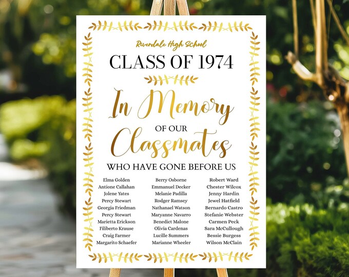 Reunion Memorial Sign in Memory of Classmates Sign Class Reunion ...