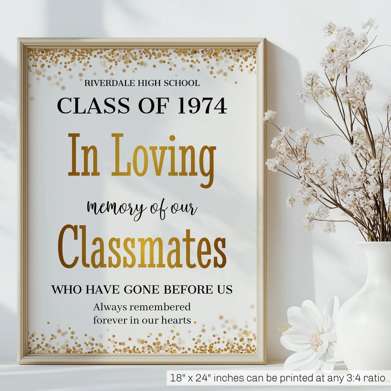 In Loving Memory Sign for Class Reunion, Classmate Memorial for Class ...