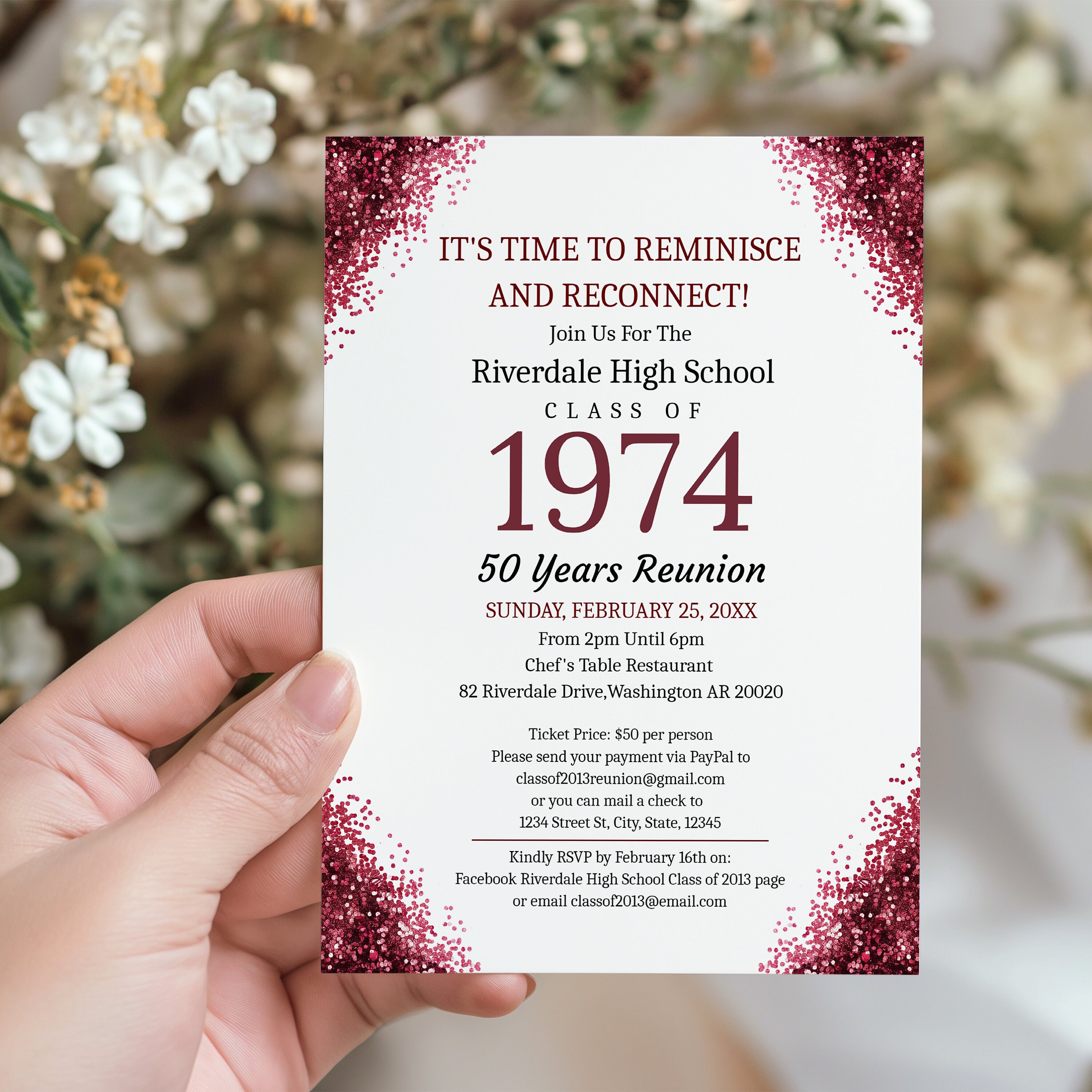 Editable Class Reunion Invitation Template, Digital High School Reunion ...