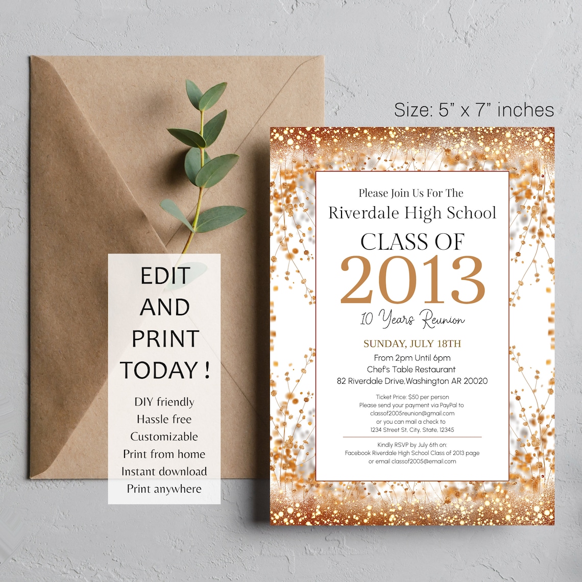 Editable Reunion Invitation Template, High School Reunion Invitation ...