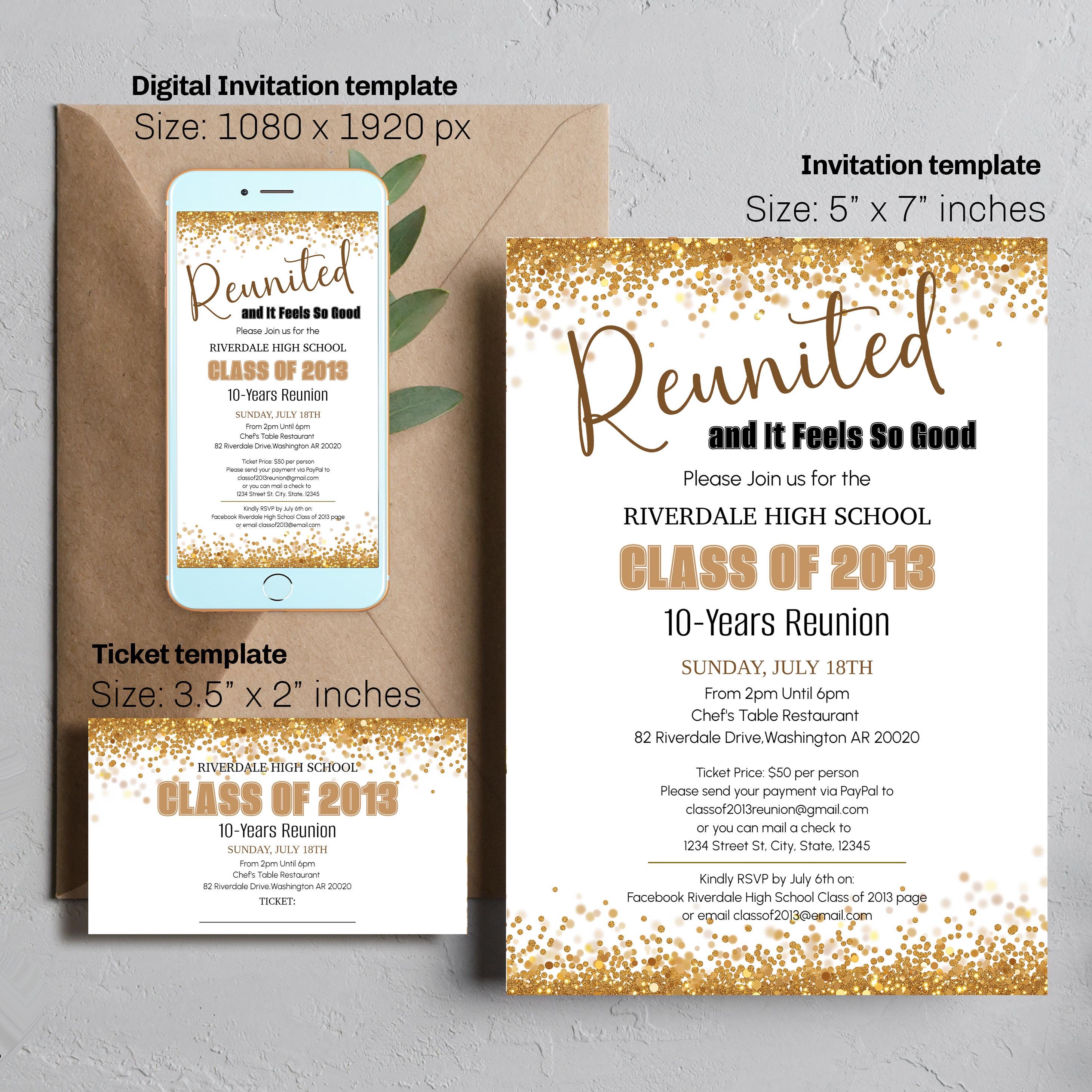 Editable Class Reunion Invitation Template, Digital High School Reunion ...
