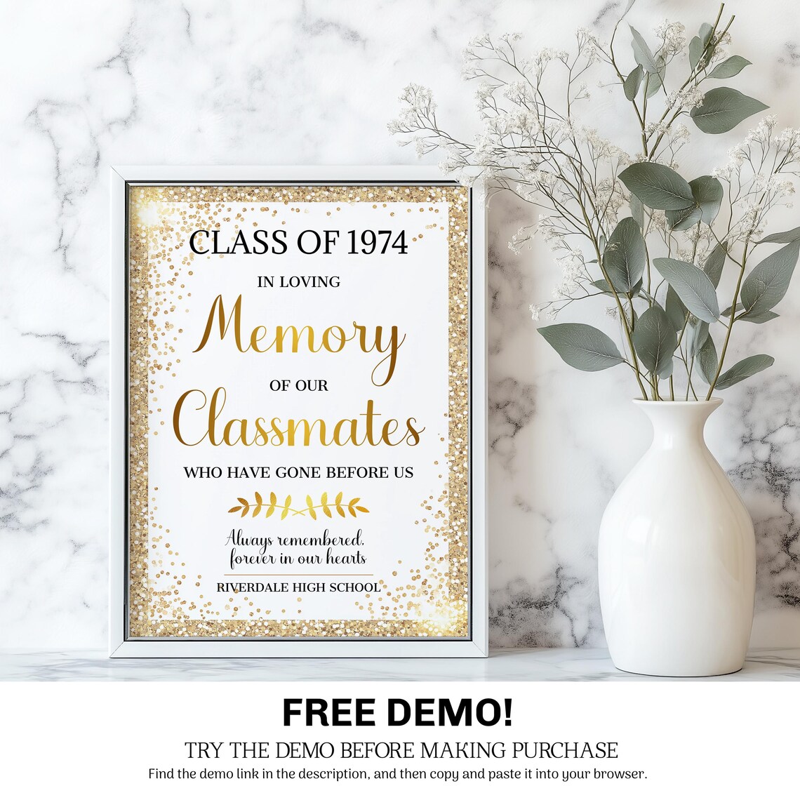 Class Reunion in Loving Memory Sign, Classmate Memorial, Classmate ...