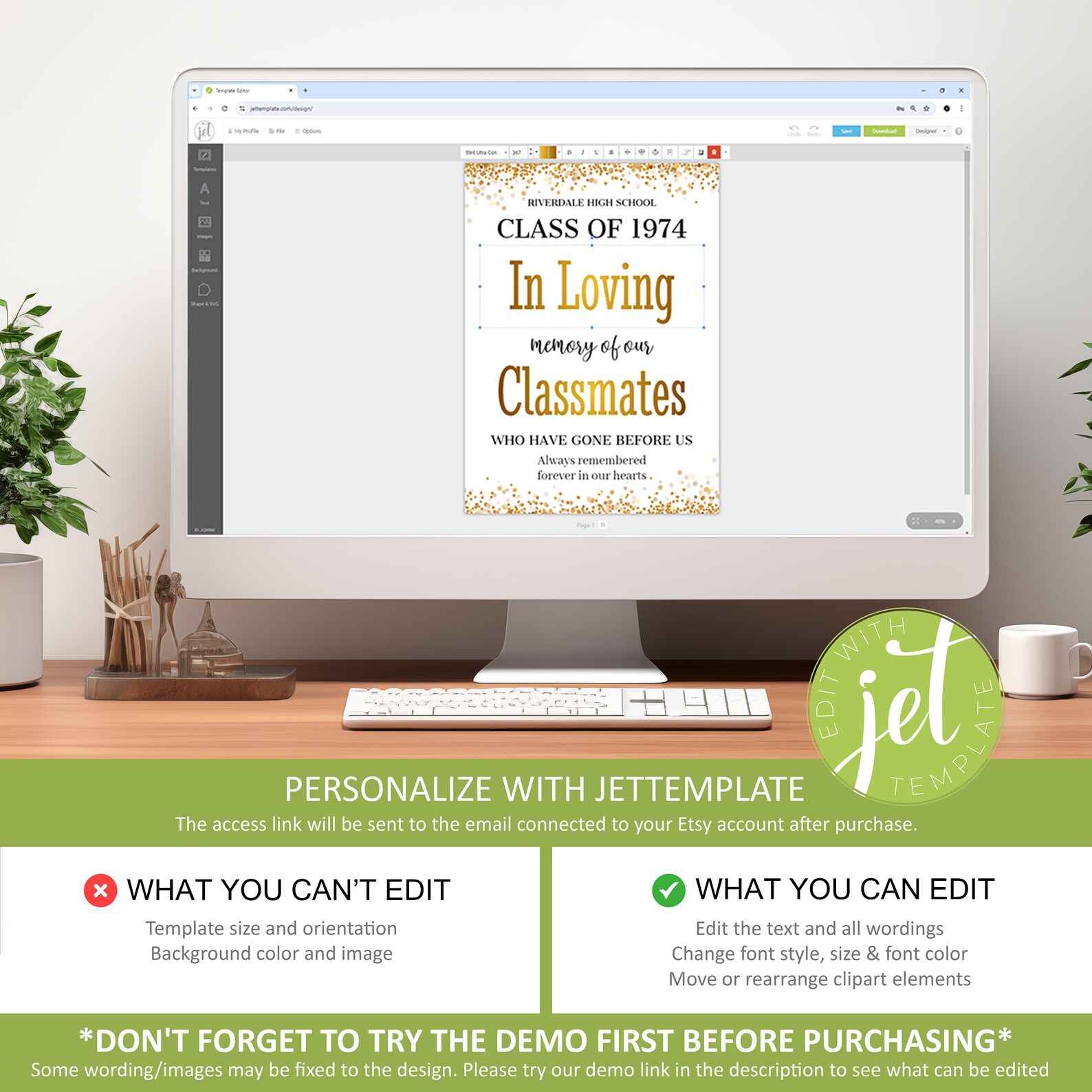 In Loving Memory Sign for Class Reunion, Classmate Memorial for Class Reunion, Memorial Tribute ...