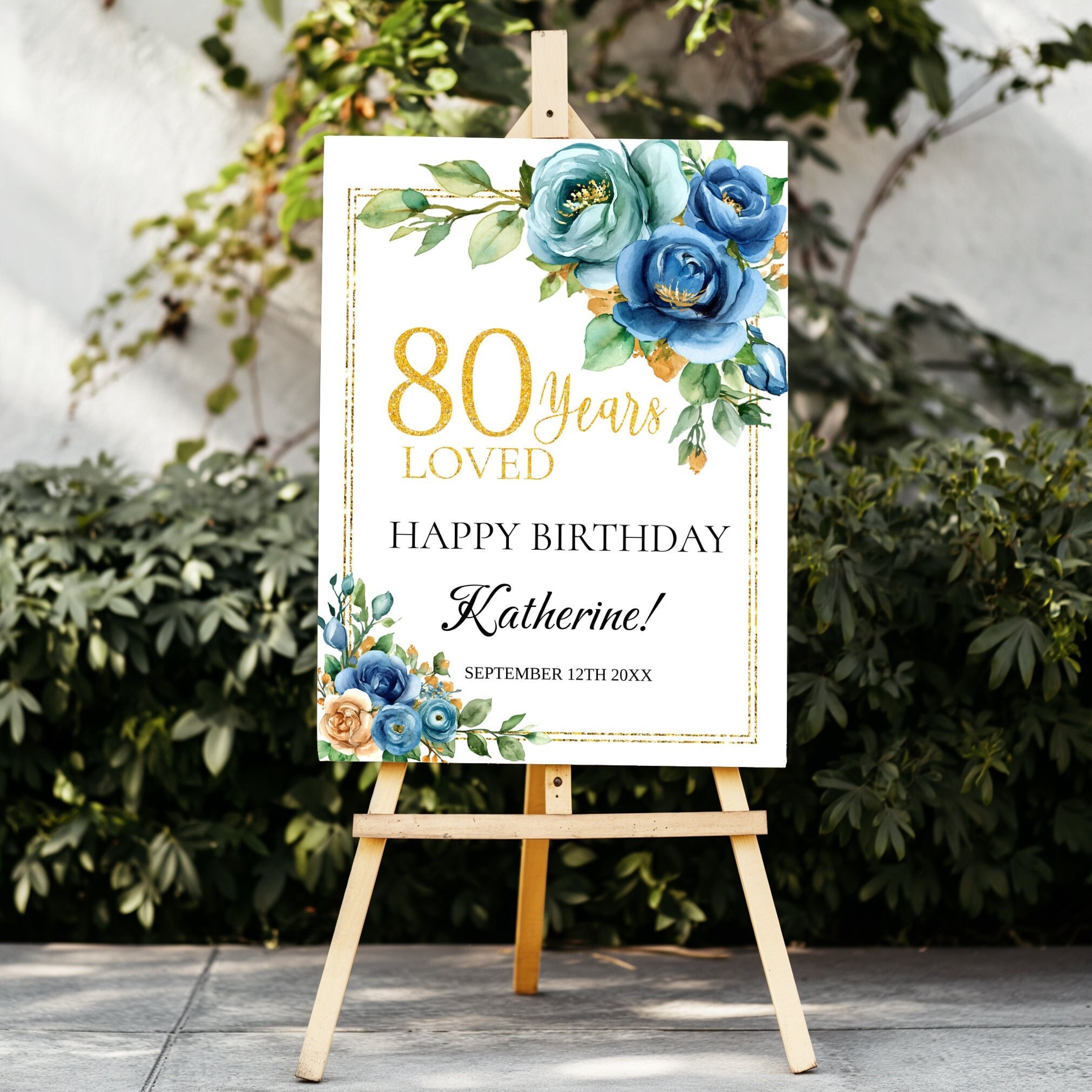 Editable Floral 80th Birthday Welcome Sign Template, Printable 80th ...