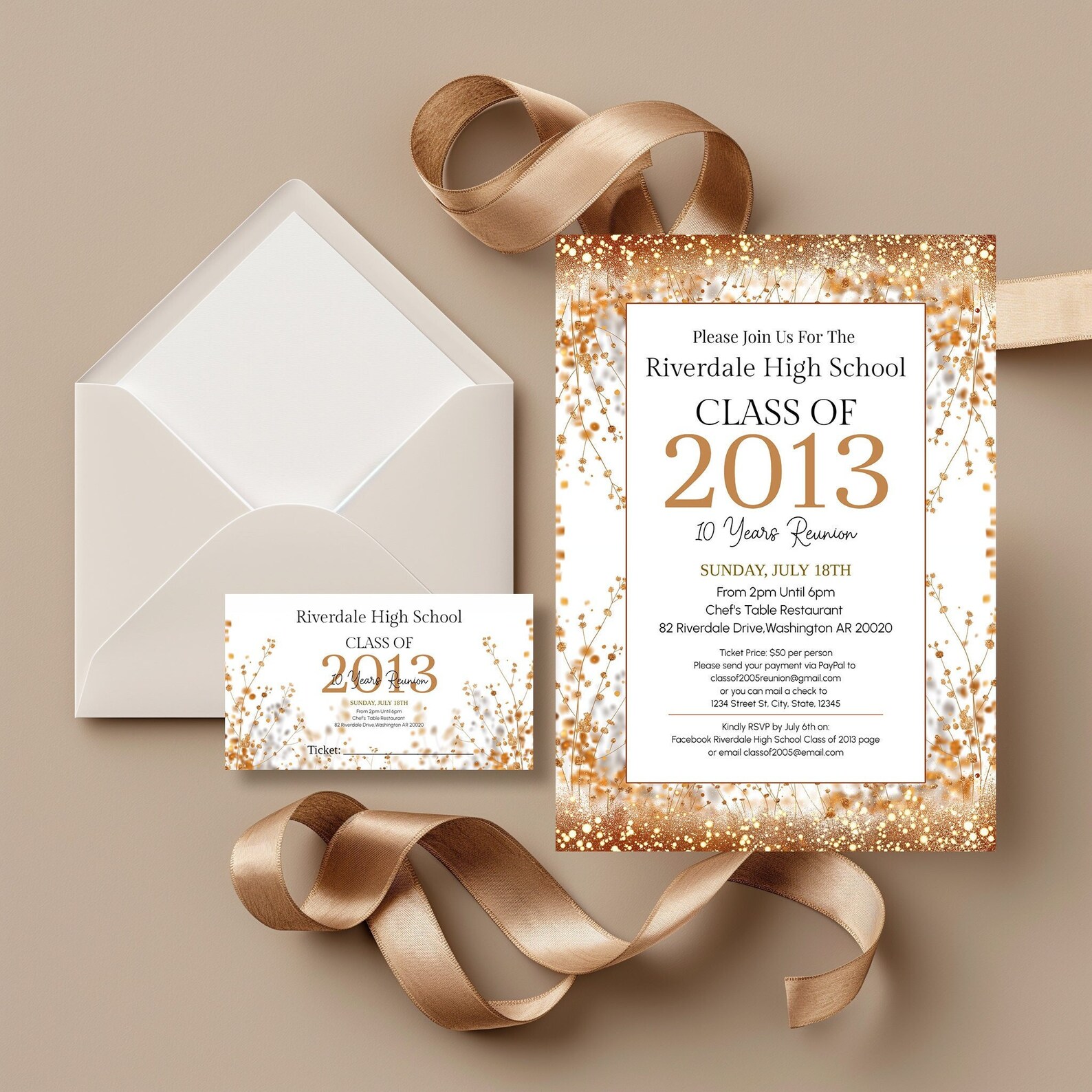 Editable Reunion Invitation Template, High School Reunion Invitation ...