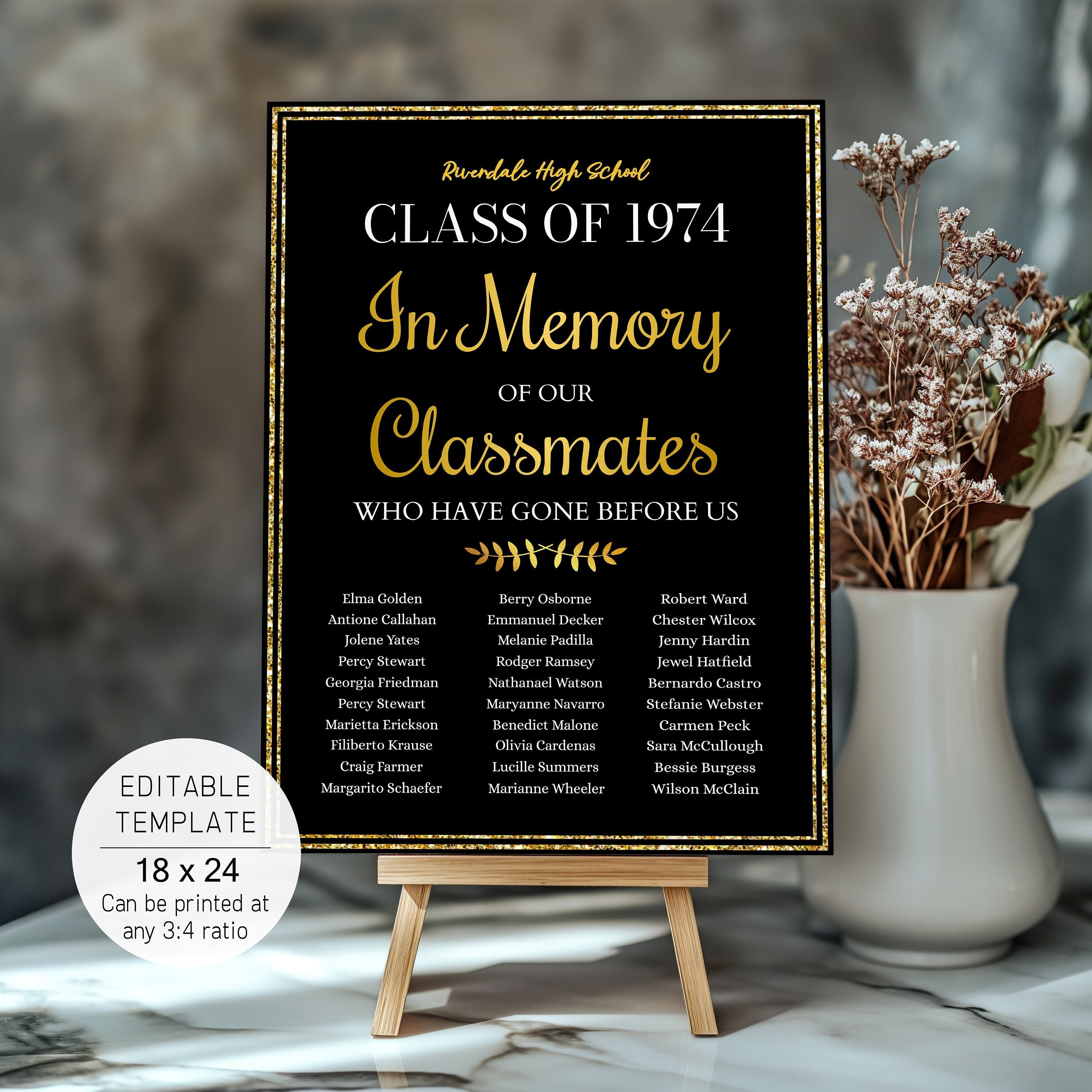 In Memory Sign for Class Reunion, Classmate Memorial for Class Reunion ...