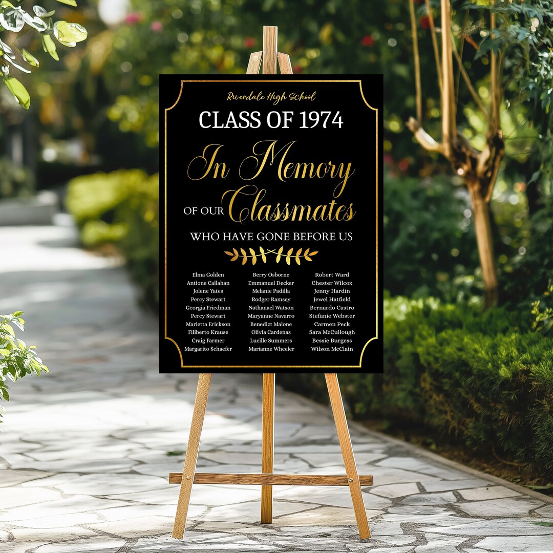 In Memory for Class Reunion, in Memory of Classmates Sign, in Memory of ...