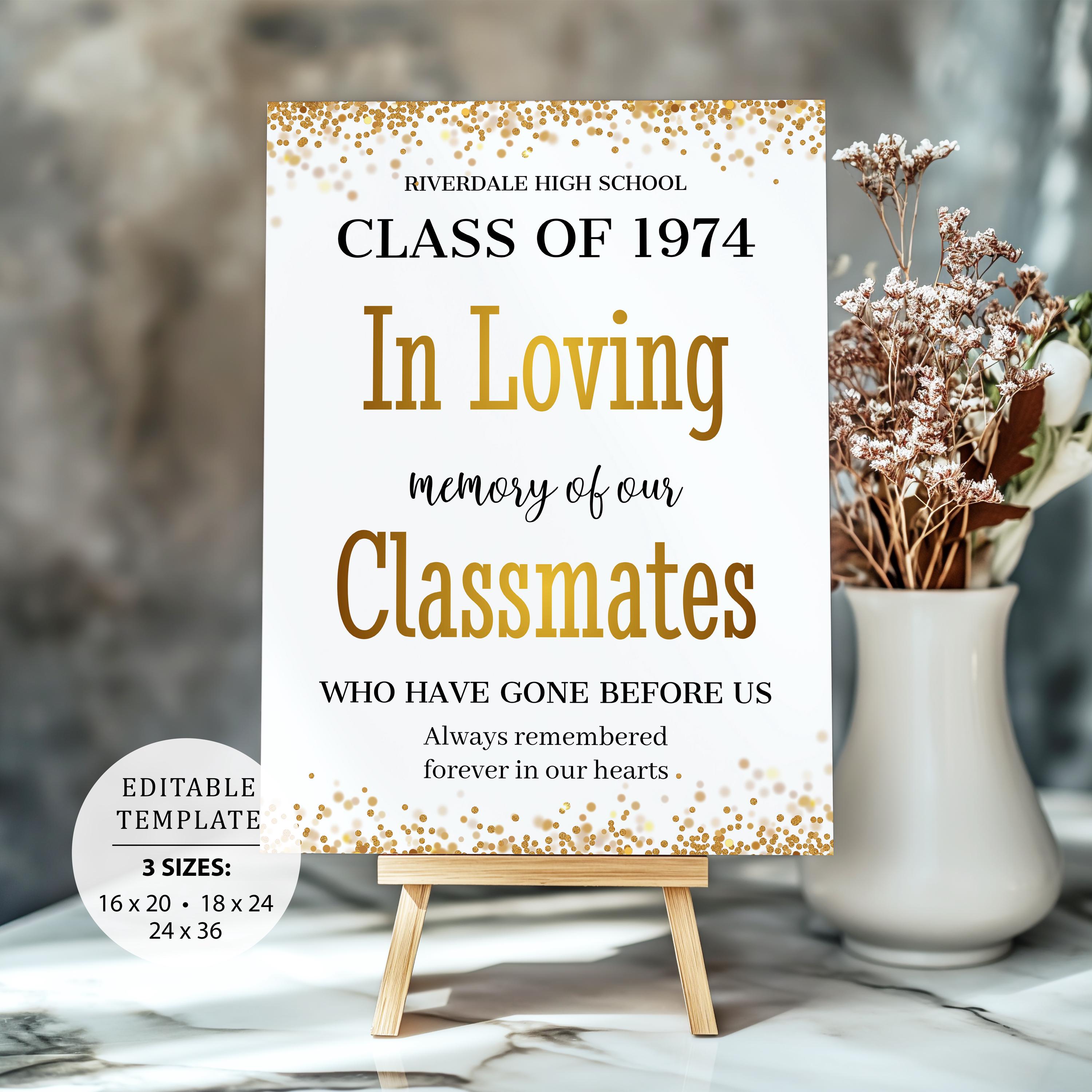 In Loving Memory Sign for Class Reunion, Classmate Memorial for Class ...