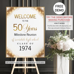 Class Reunion Welcome Sign Personalized, High School Reunion Welcome ...