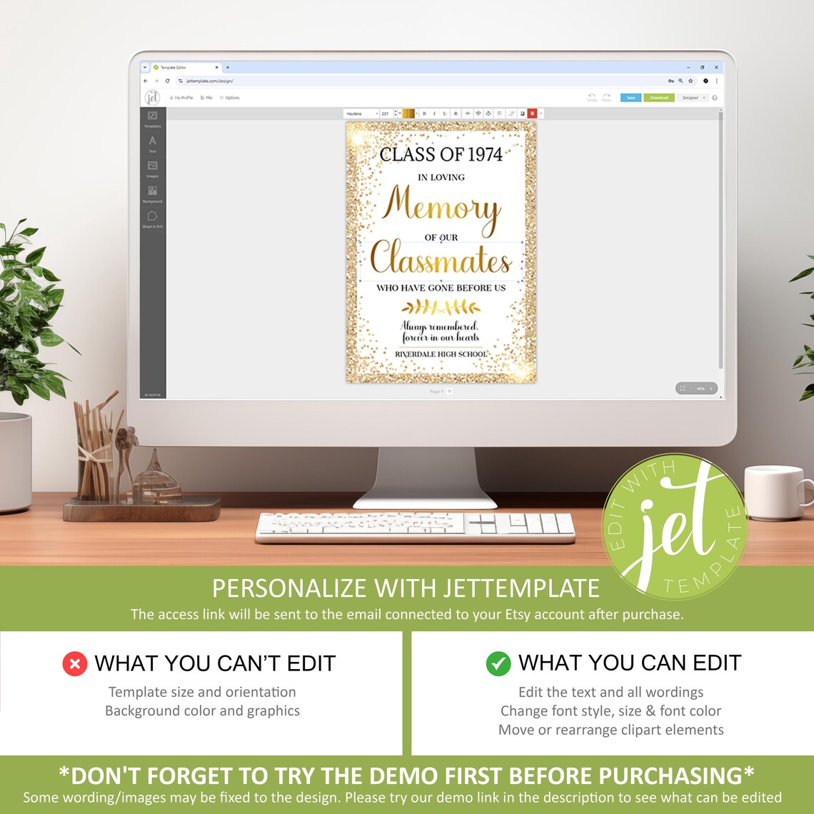 Class Reunion in Loving Memory Sign, Classmate Memorial, Classmate ...