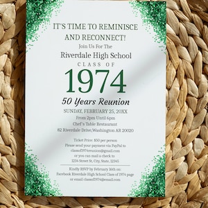 Editable Class Reunion Invitation Template, Digital High School Reunion ...