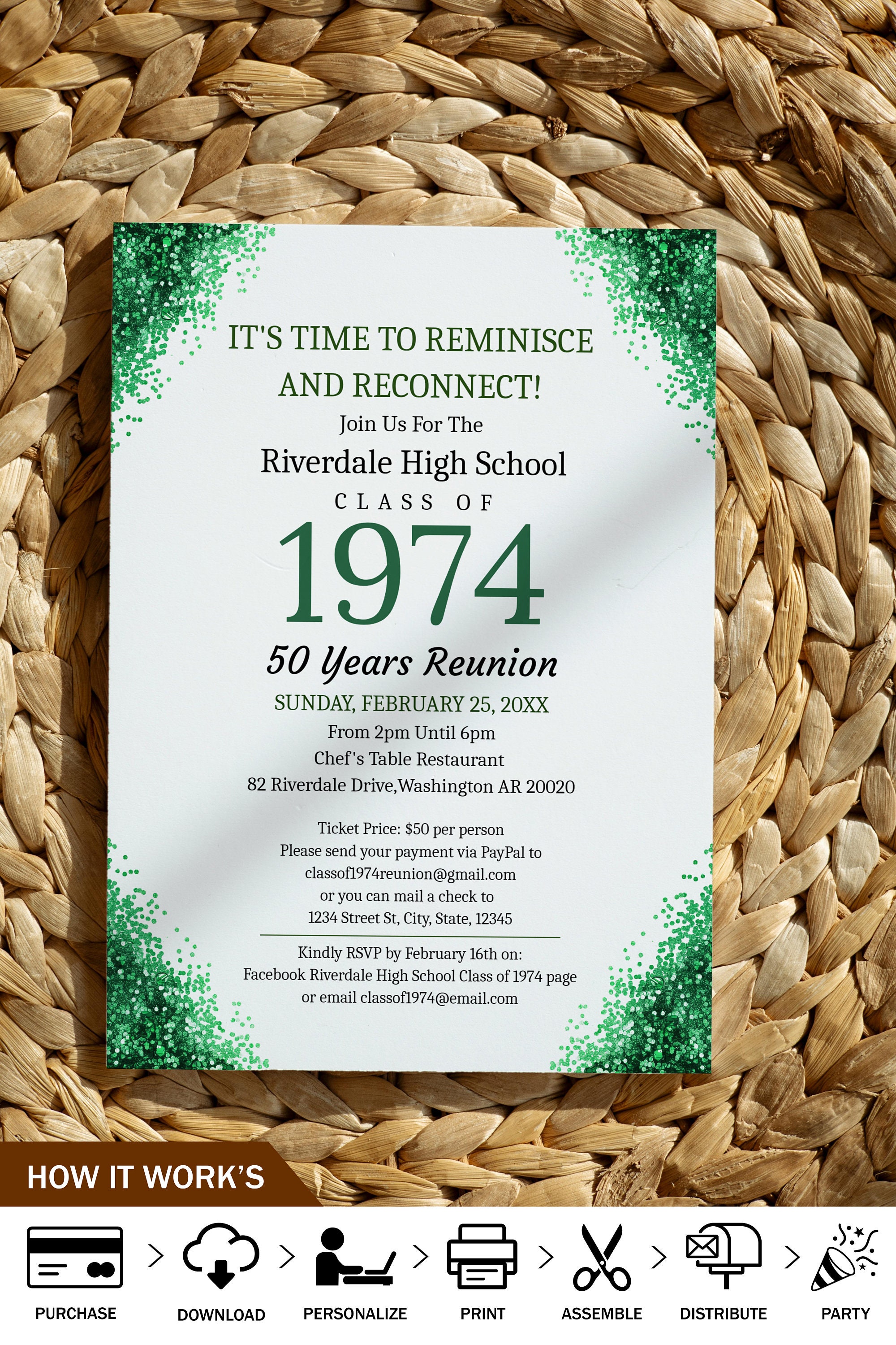 Editable Class Reunion Invitation Template, Digital High School Reunion ...