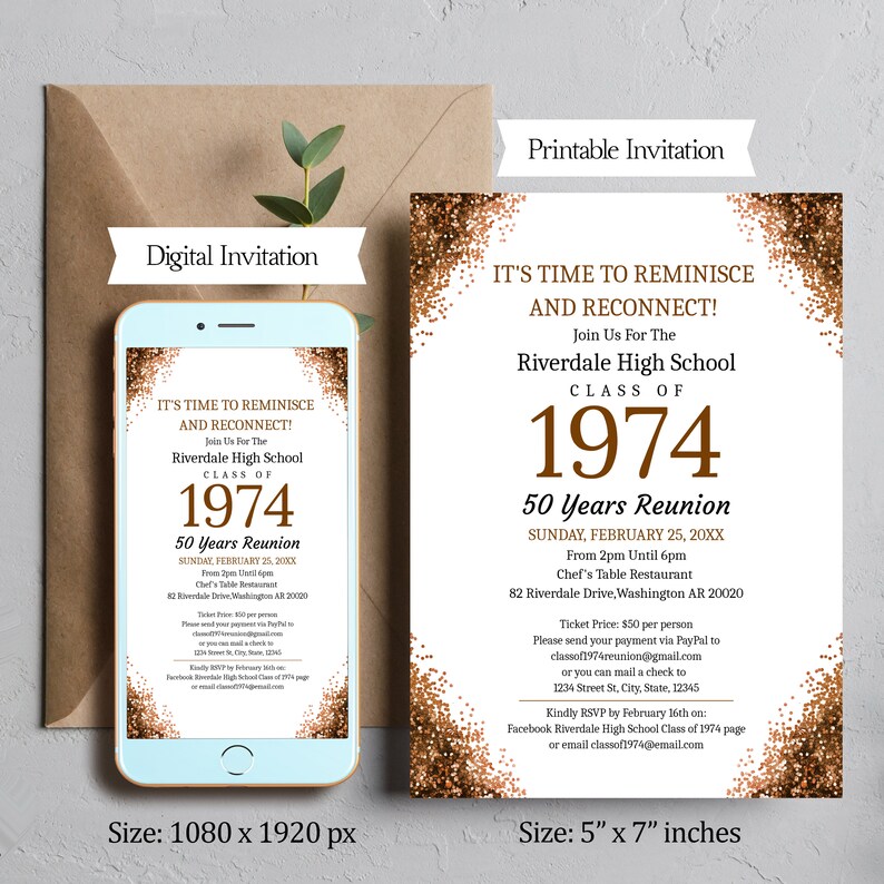 Editable Class Reunion Invitation Template, Digital High School Reunion ...