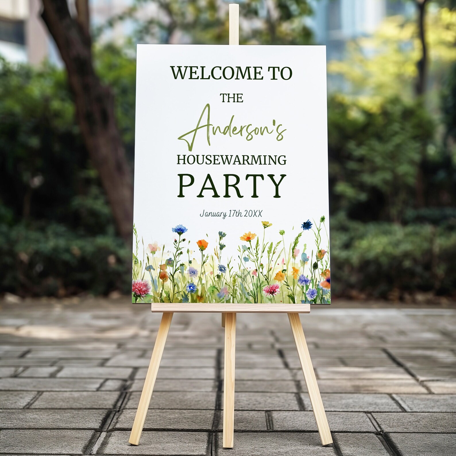 Wildflower Housewarming Welcome Sign Template, Watercolor Housewarming ...