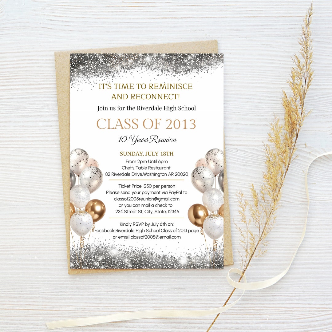 Editable Reunion Invitation Template, High School Reunion Invitation ...