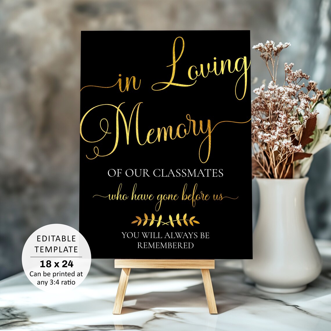 In Loving Memory Sign for Class Reunion, Classmate Memorial for Class ...