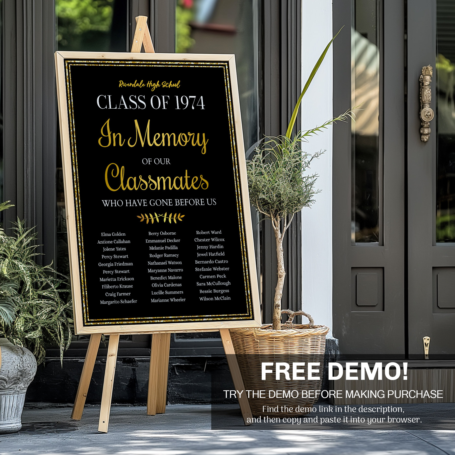 In Memory Sign for Class Reunion, Classmate Memorial for Class Reunion ...