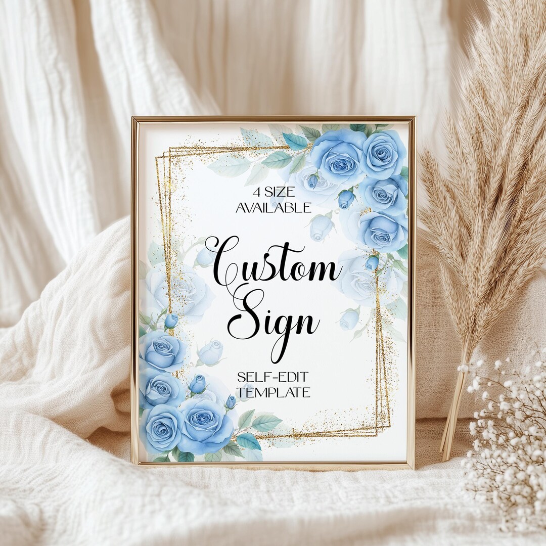 Floral Custom Table Sign Template, Wedding Birthday Baby Shower Bridal ...