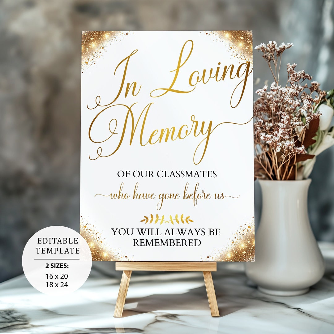 In Loving Memory Sign for Class Reunion, Classmate Memorial for Class ...