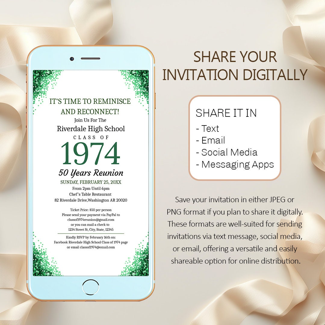 Editable Class Reunion Invitation Template, Digital High School Reunion ...