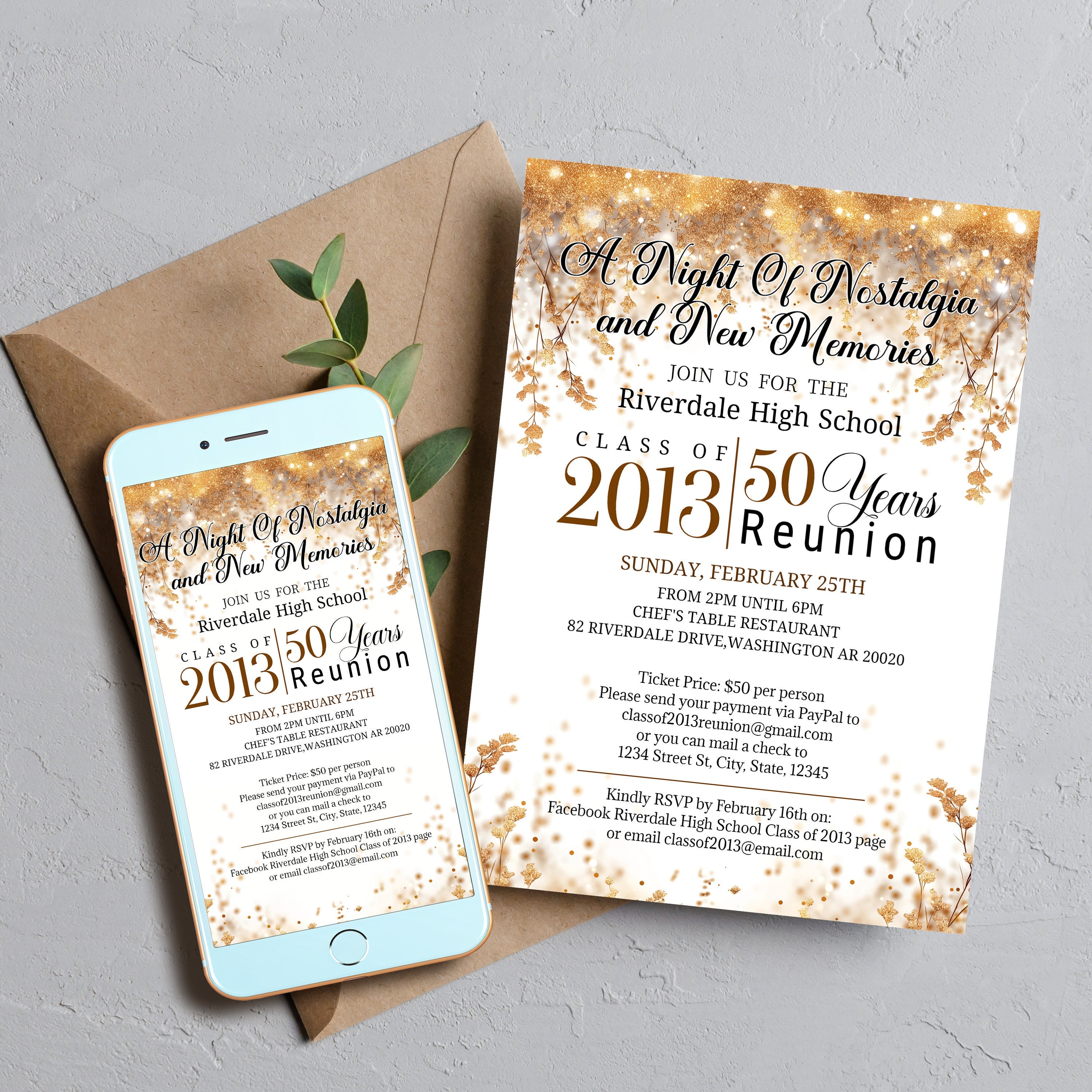 Editable Class Reunion Invitation Template, Digital High School Reunion ...