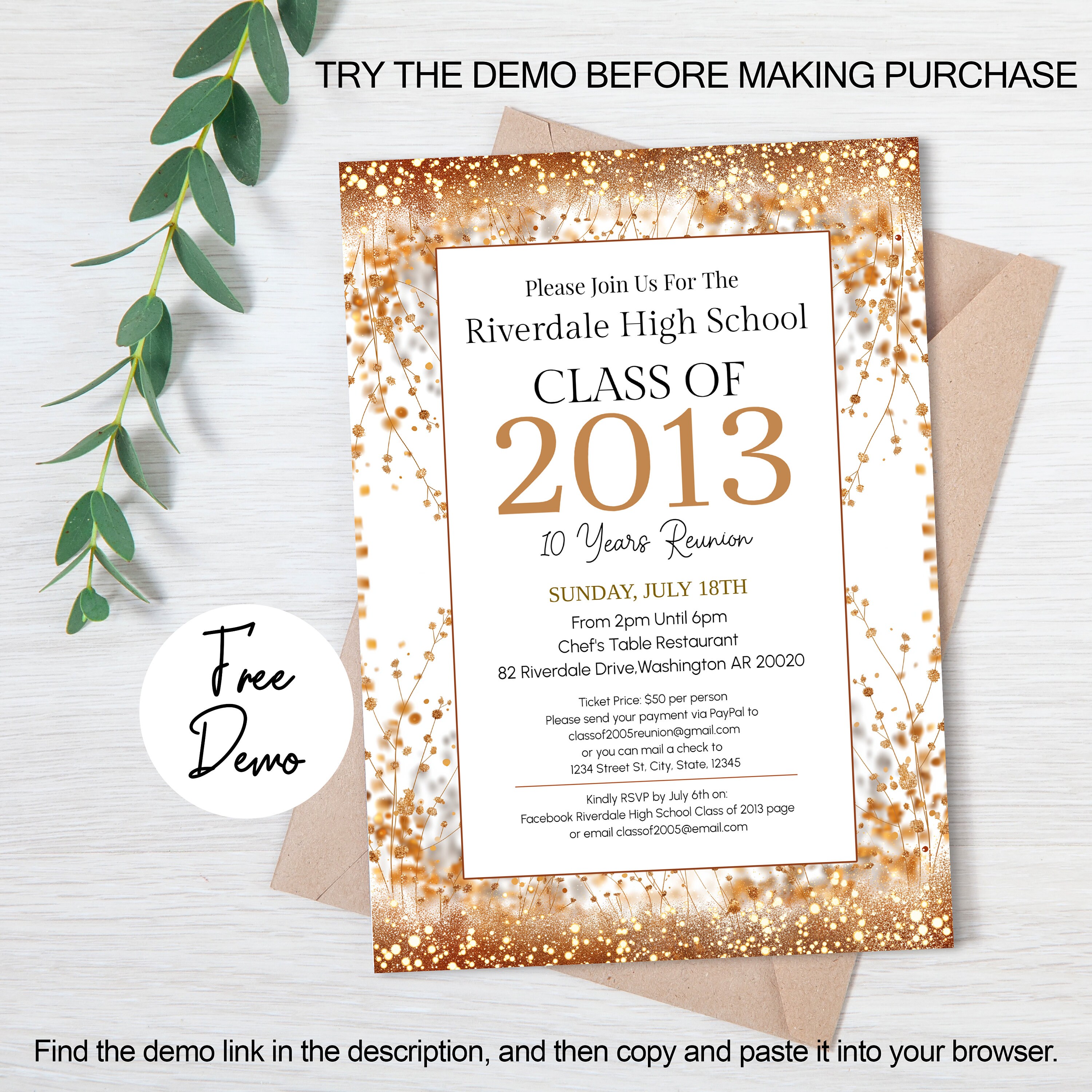 Editable Reunion Invitation Template, High School Reunion Invitation ...