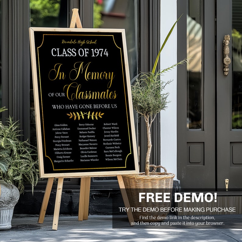 In Memory for Class Reunion, in Memory of Classmates Sign, in Memory of ...