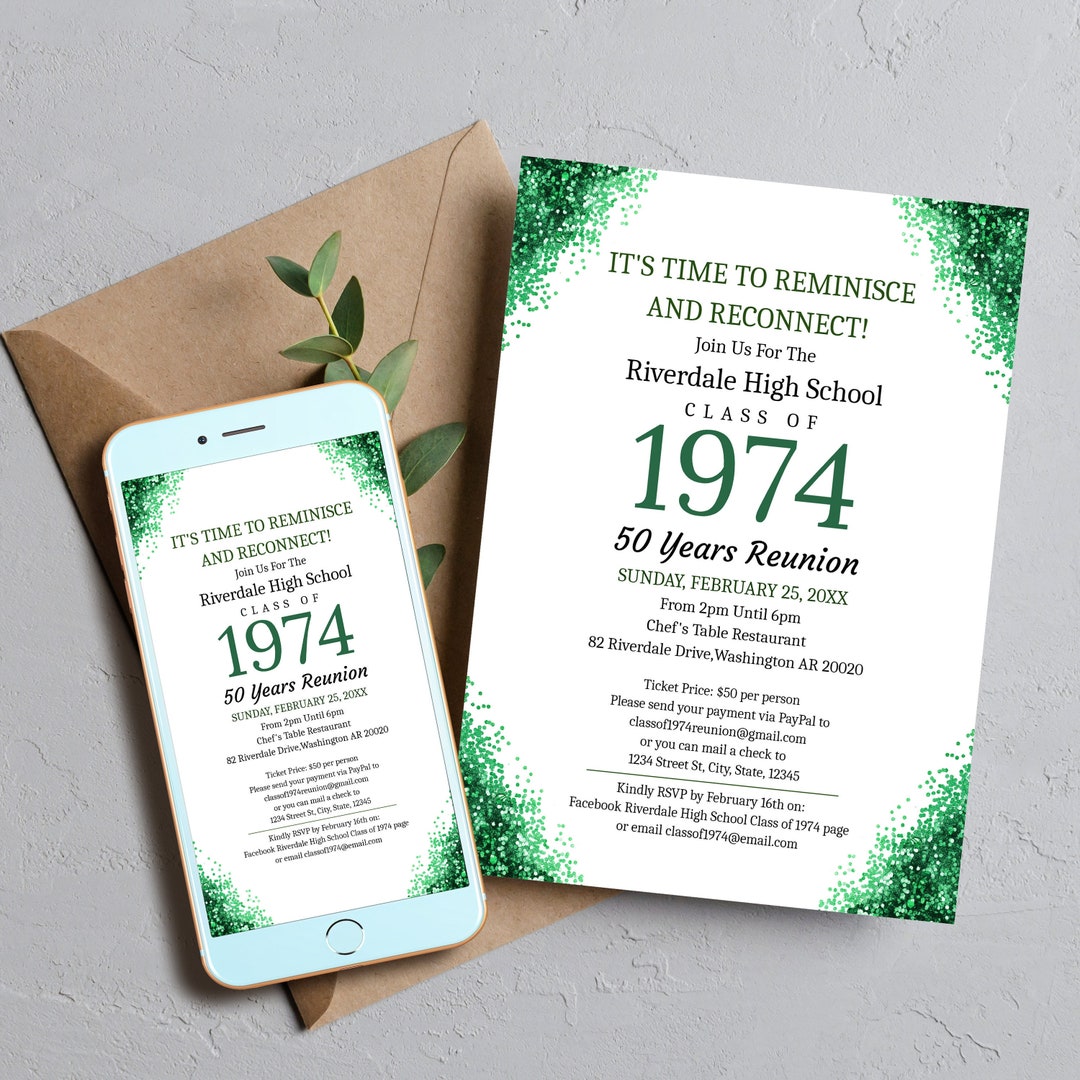 Editable Class Reunion Invitation Template, Digital High School Reunion ...