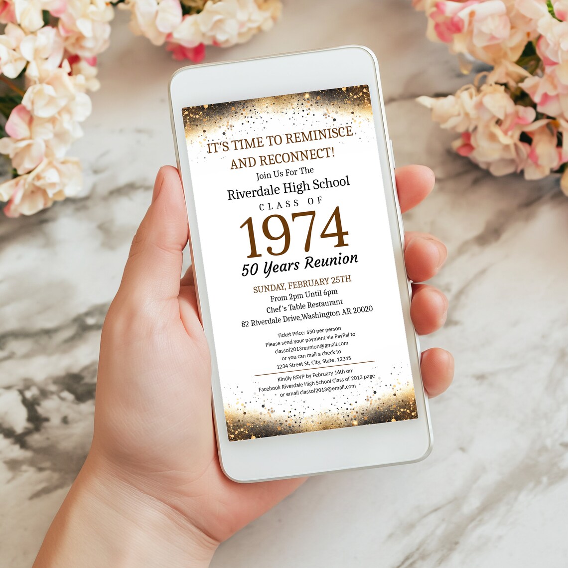 Editable Class Reunion Invitation Template, Digital High School Reunion ...