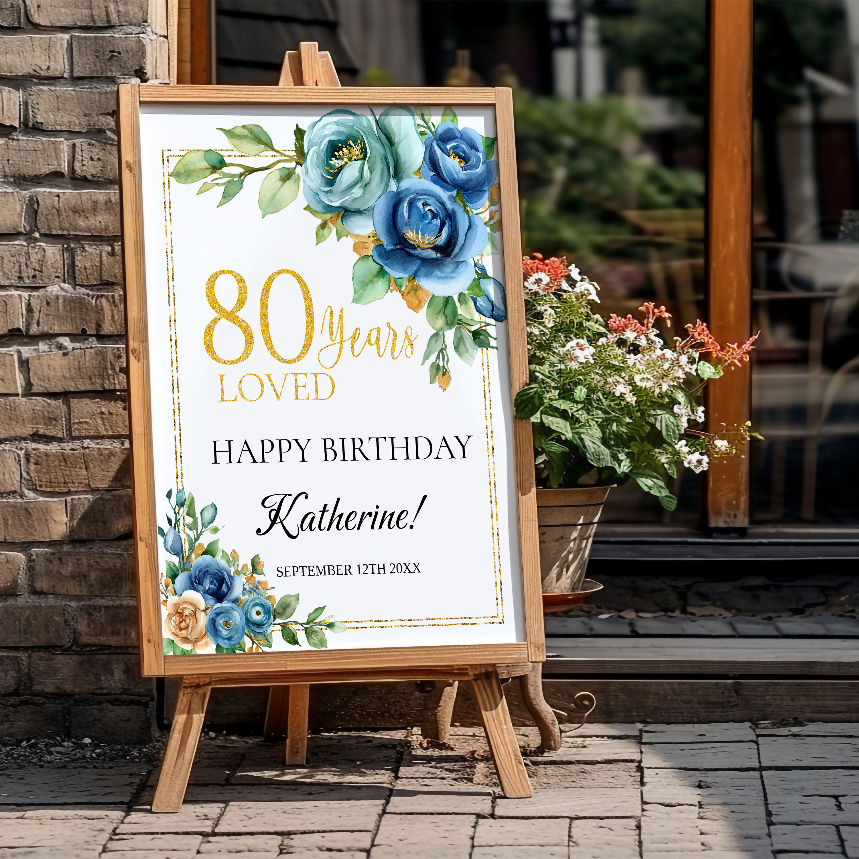 Editable Floral 80th Birthday Welcome Sign Template, Printable 80th ...