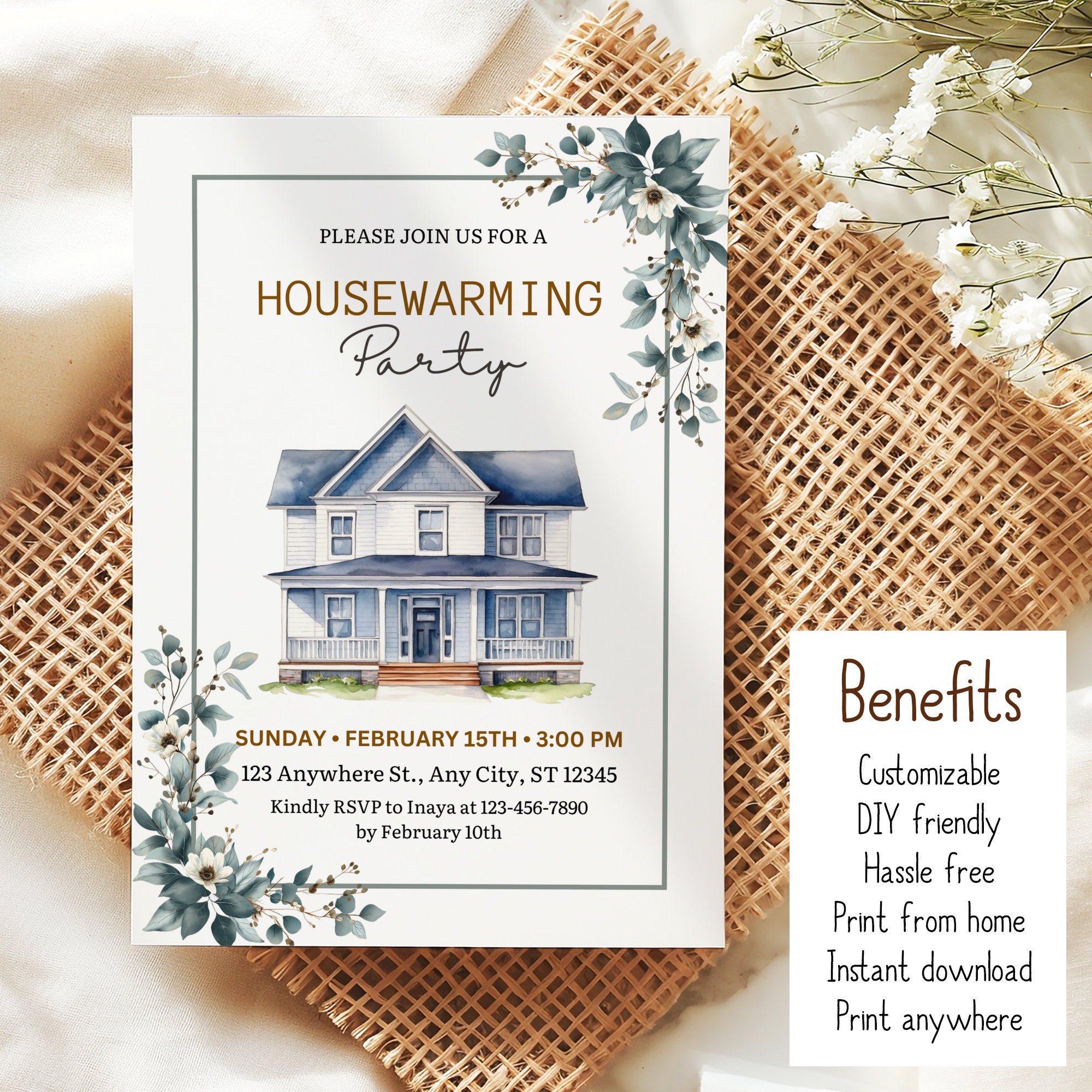 Editable House Warming Invitation Template, New House Party Invitation ...
