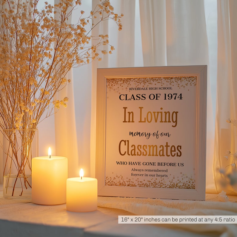 In Loving Memory Sign for Class Reunion, Classmate Memorial for Class ...