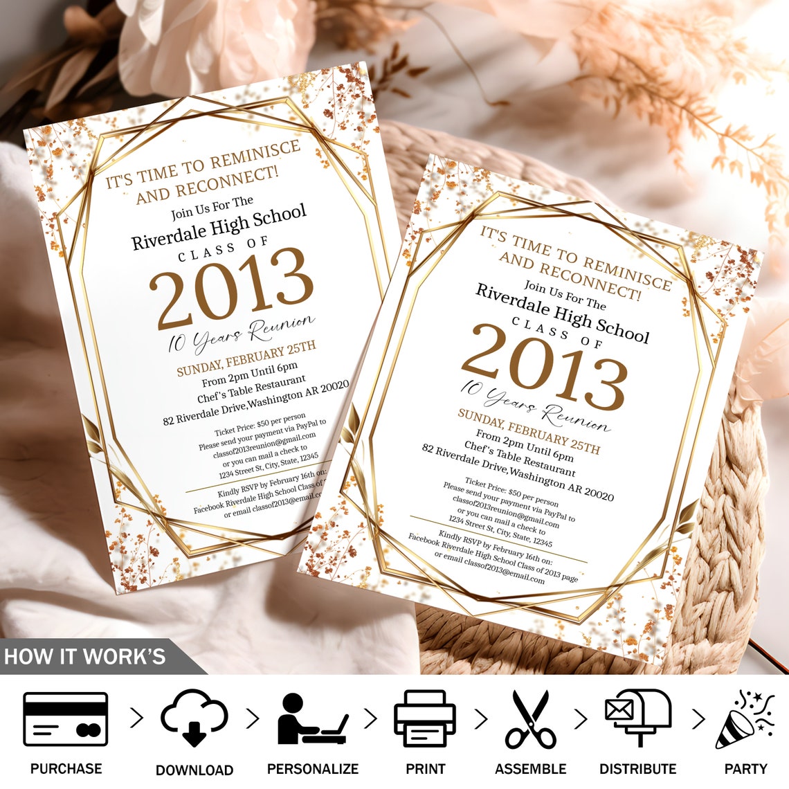 Editable Reunion Invitation Template, High School Reunion Invitation ...