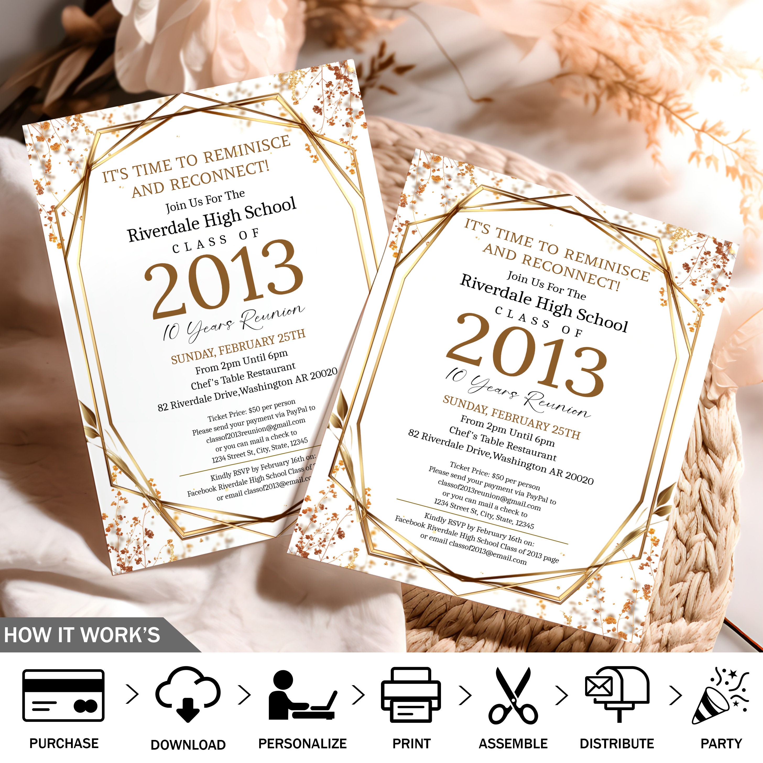 Editable Reunion Invitation Template, High School Reunion Invitation ...