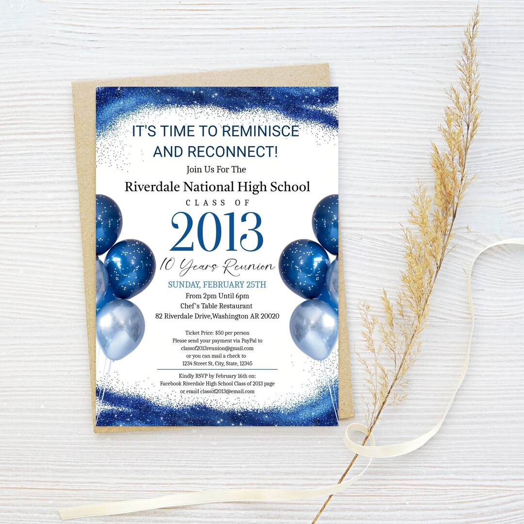 Editable Reunion Invitation Template, High School Reunion Invitation ...