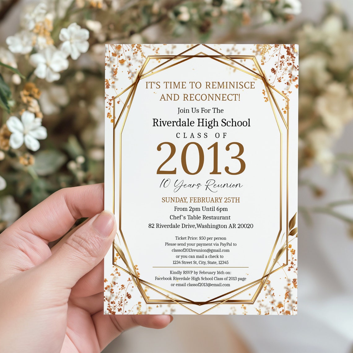 Editable Reunion Invitation Template, High School Reunion Invitation ...