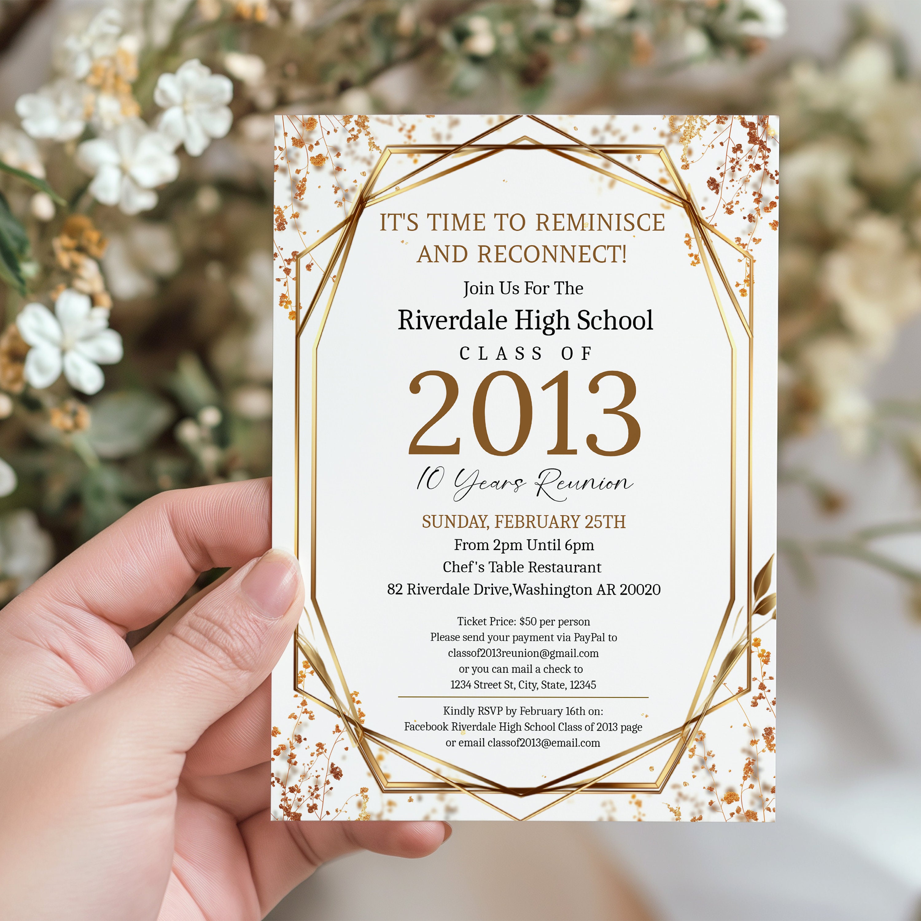 Editable Reunion Invitation Template, High School Reunion Invitation ...