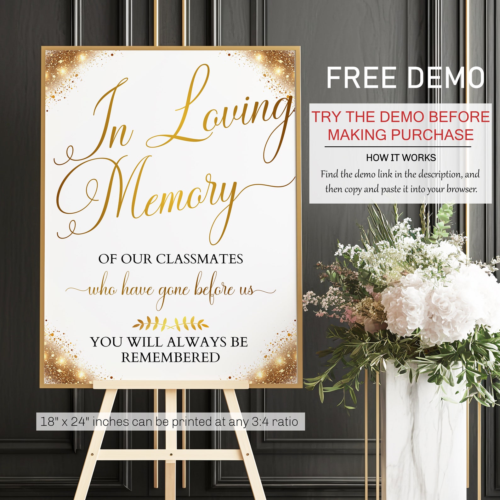 In Loving Memory Sign for Class Reunion, Classmate Memorial for Class ...