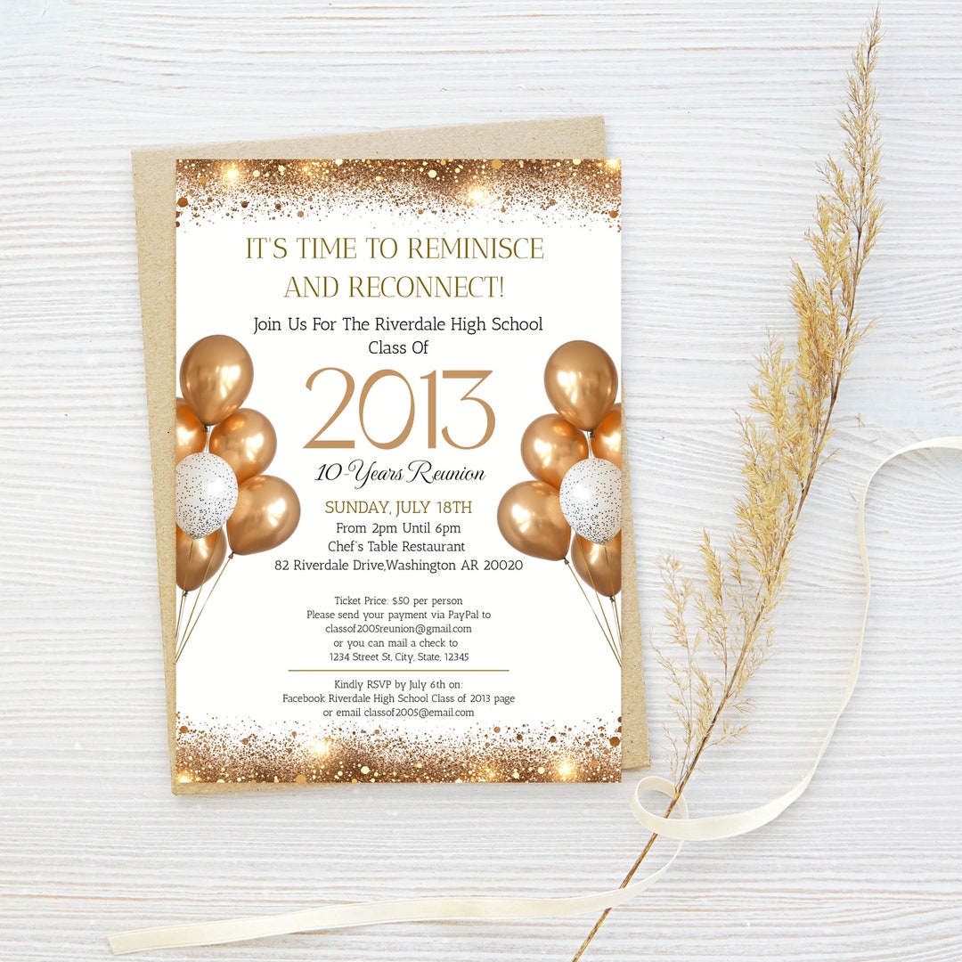 Editable Reunion Invitation Template, High School Reunion Invitation ...