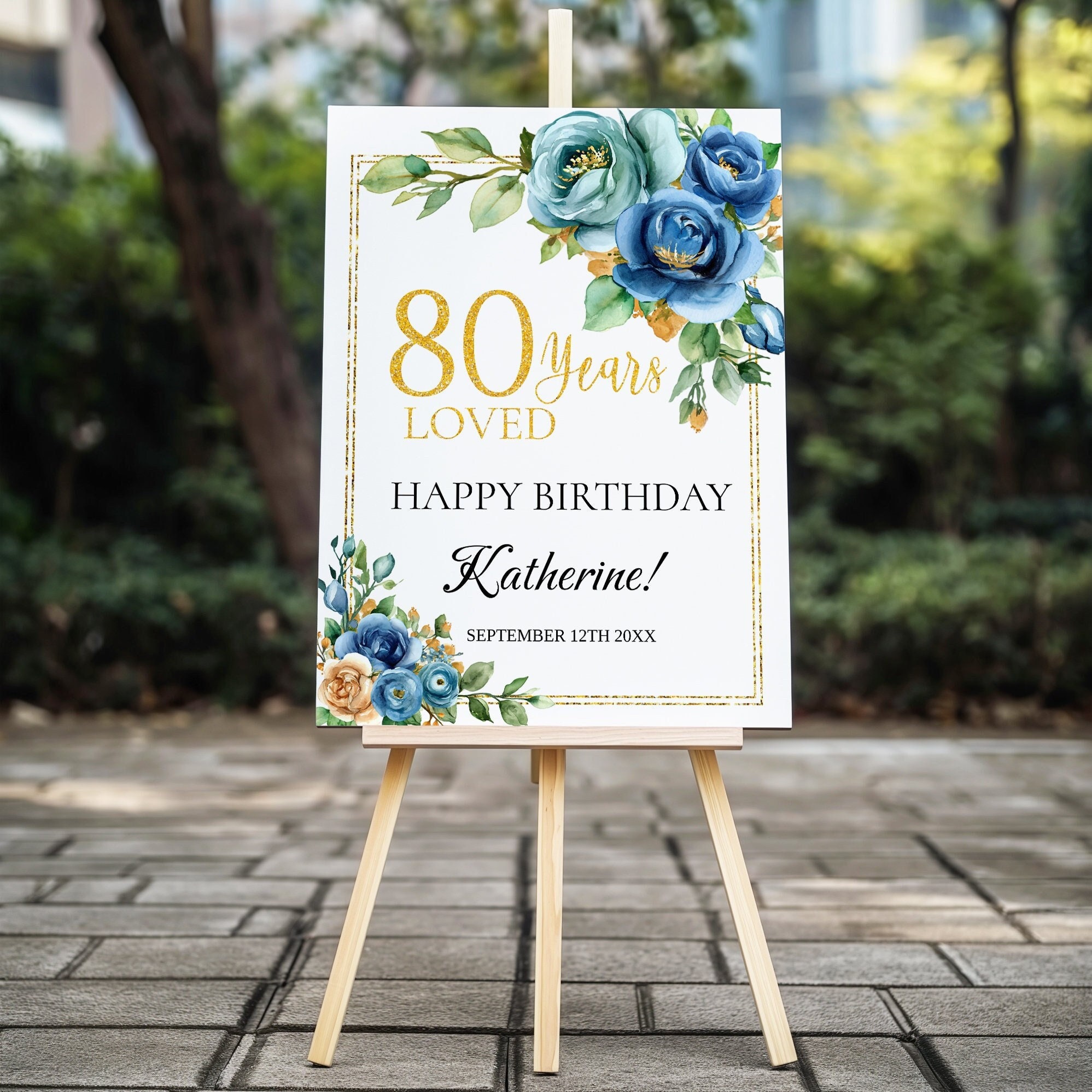 Editable Floral 80th Birthday Welcome Sign Template, Printable 80th ...