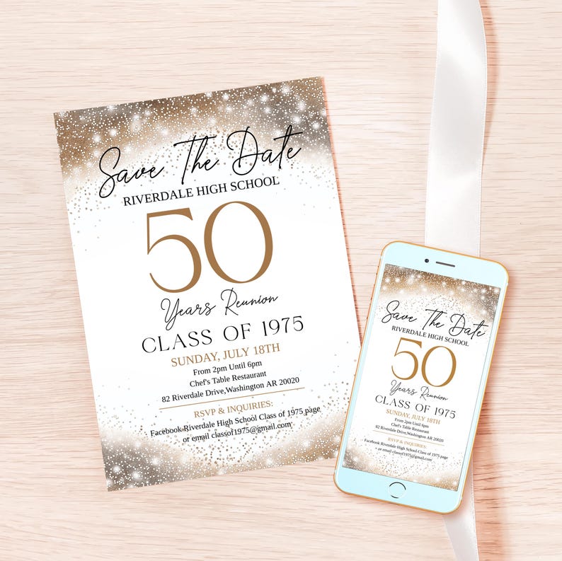 Editable Save the Date Class Reunion Invitation, Digital High School College Reunion Invitation ...