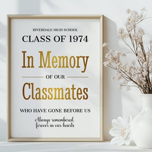 In Memory Sign for Class Reunion, Classmate Memorial for Class Reunion ...