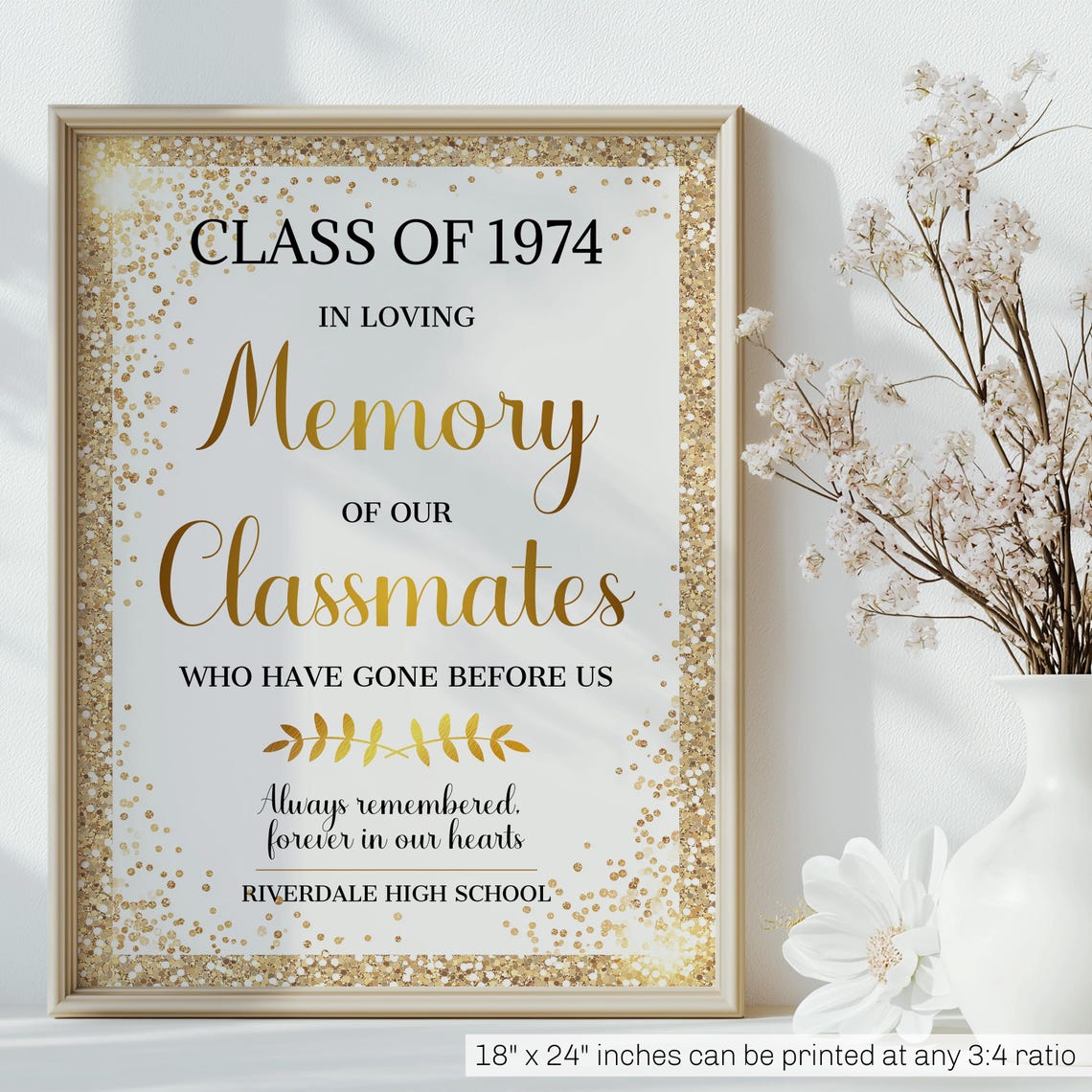 Class Reunion in Loving Memory Sign, Classmate Memorial, Classmate Tribute Sign Template ...