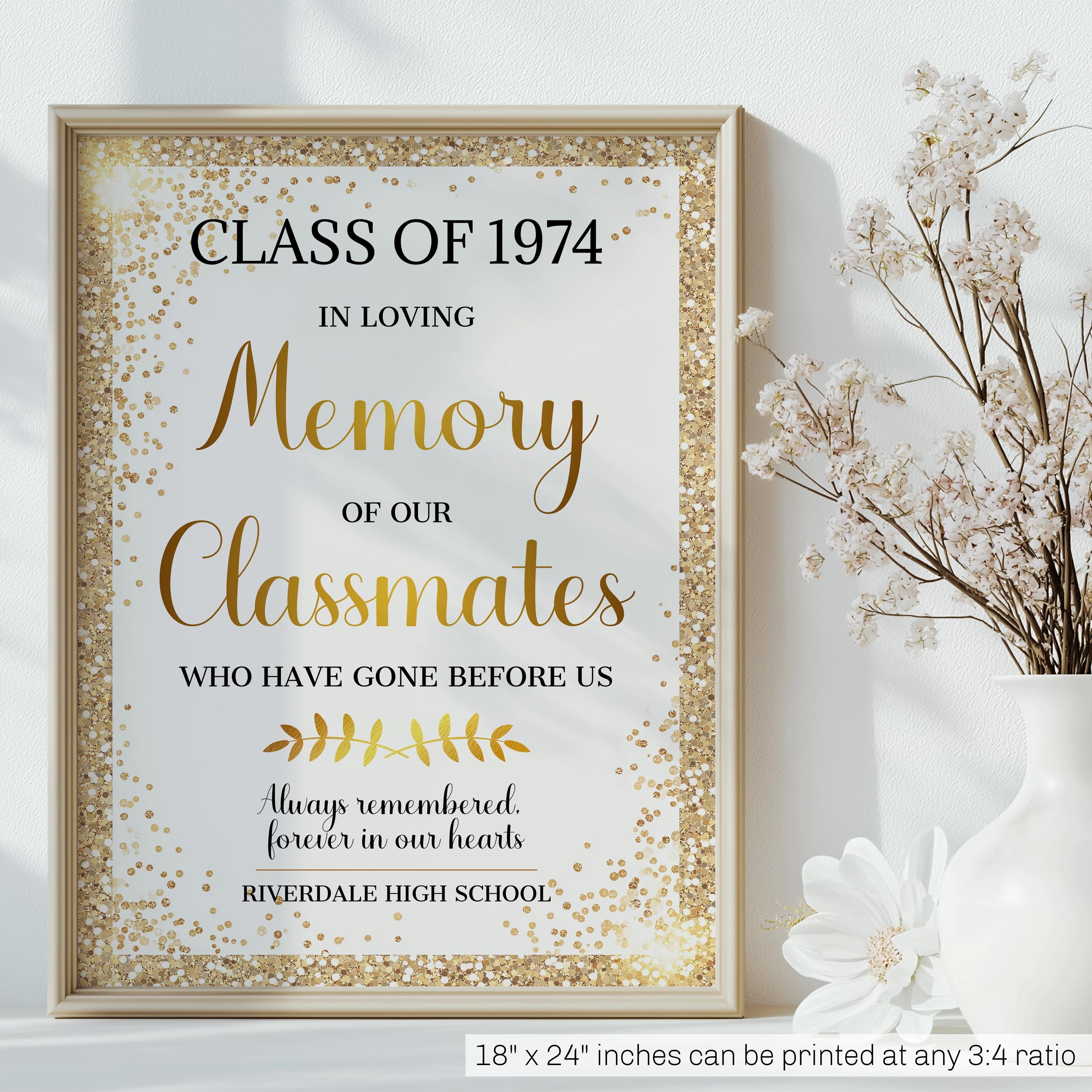 Class Reunion in Loving Memory Sign, Classmate Memorial, Classmate ...