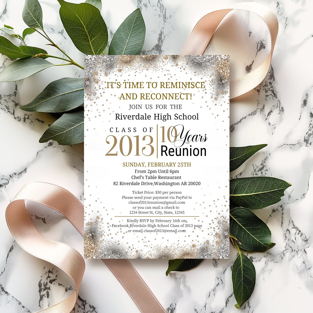 Editable Reunion Invitation Template, High School Reunion Invitation ...