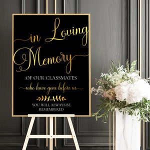 In Loving Memory Sign for Class Reunion, Classmate Memorial for Class ...