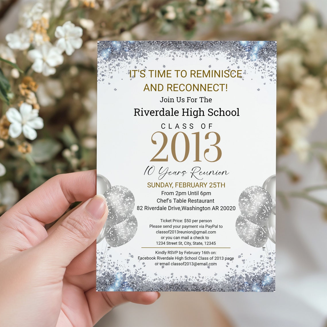 Editable Reunion Invitation Template, High School Reunion Invitation ...