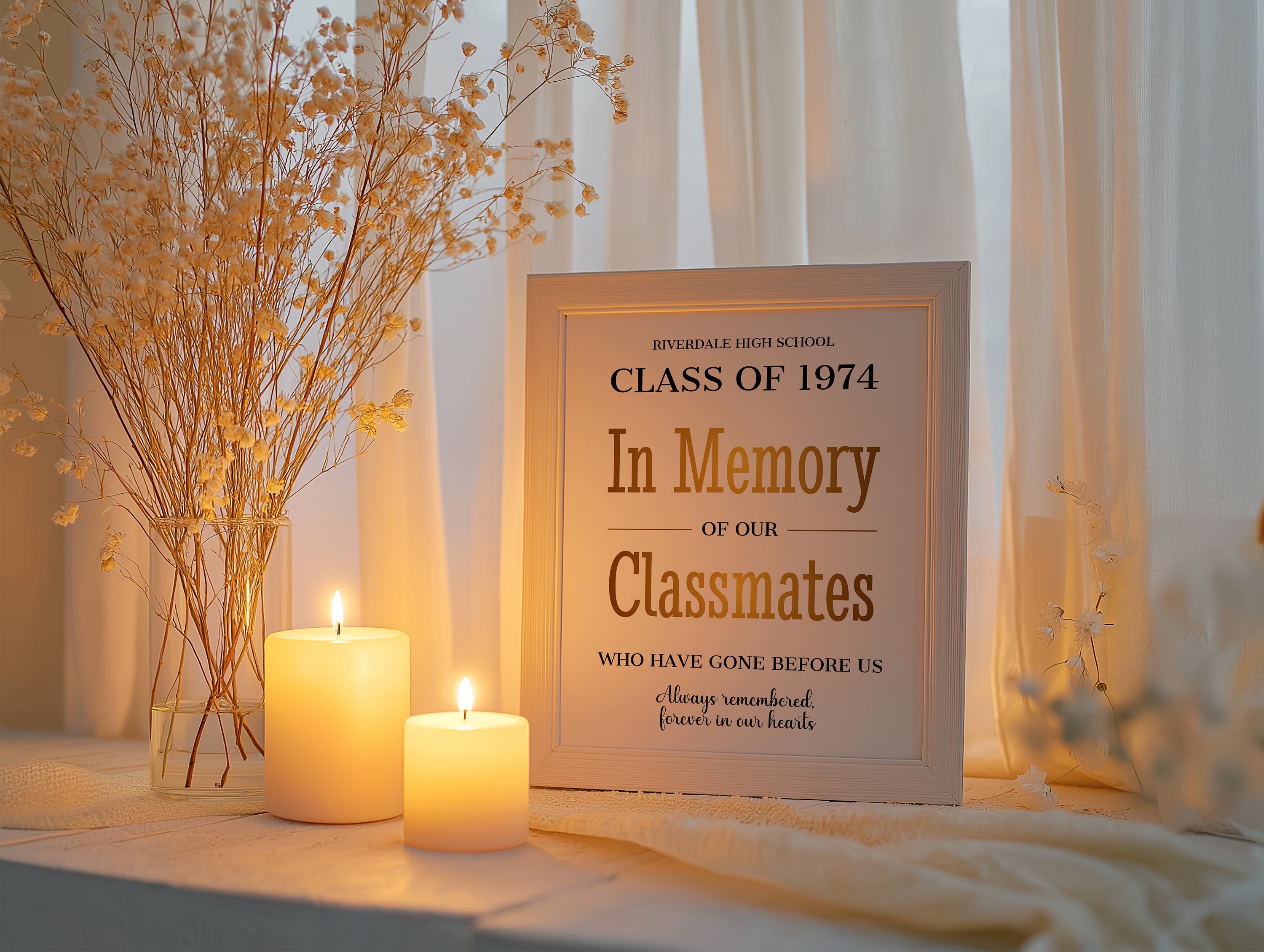 In Memory Sign for Class Reunion, Classmate Memorial for Class Reunion ...